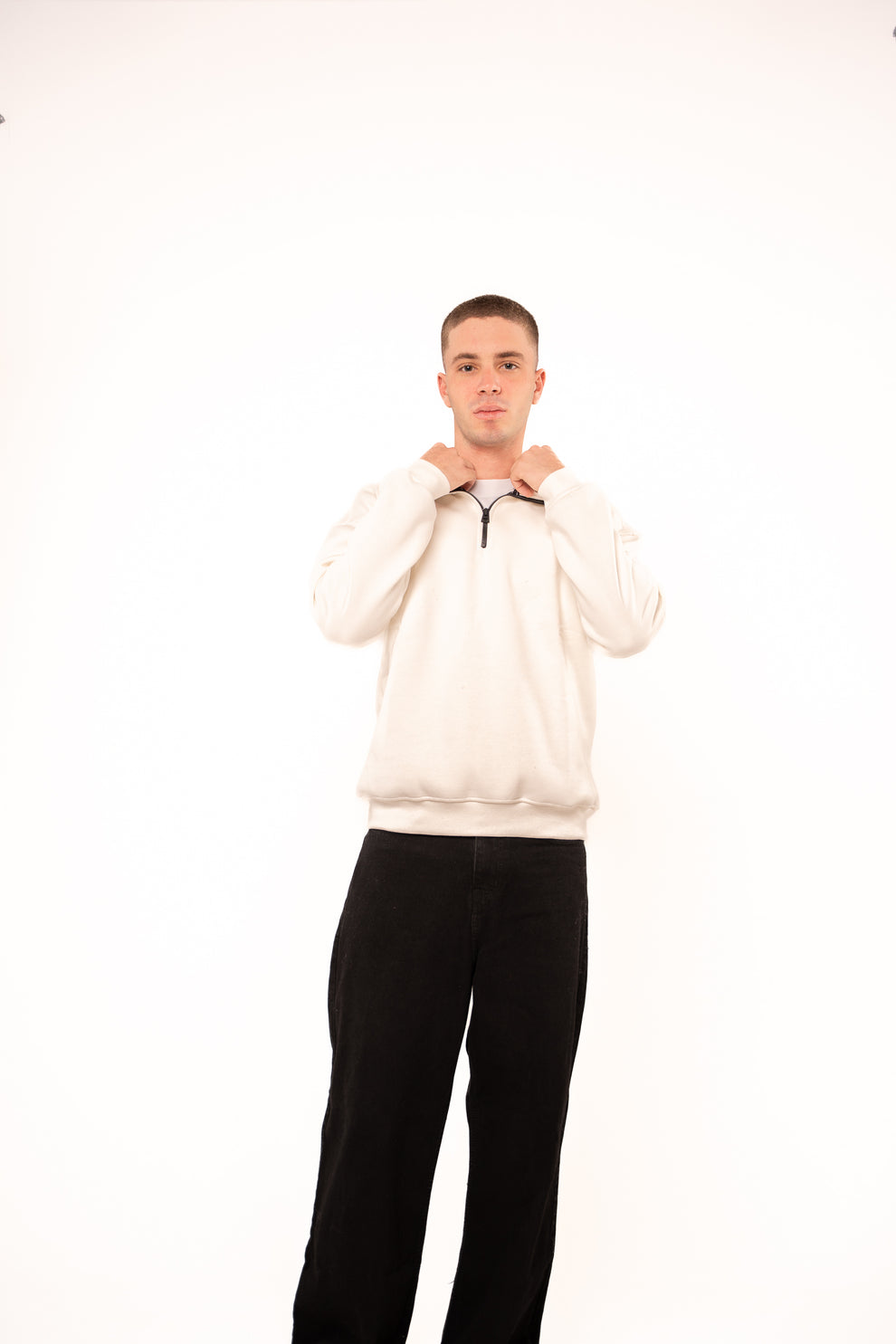 Ice White Quarter-Zip – Basic Stitches