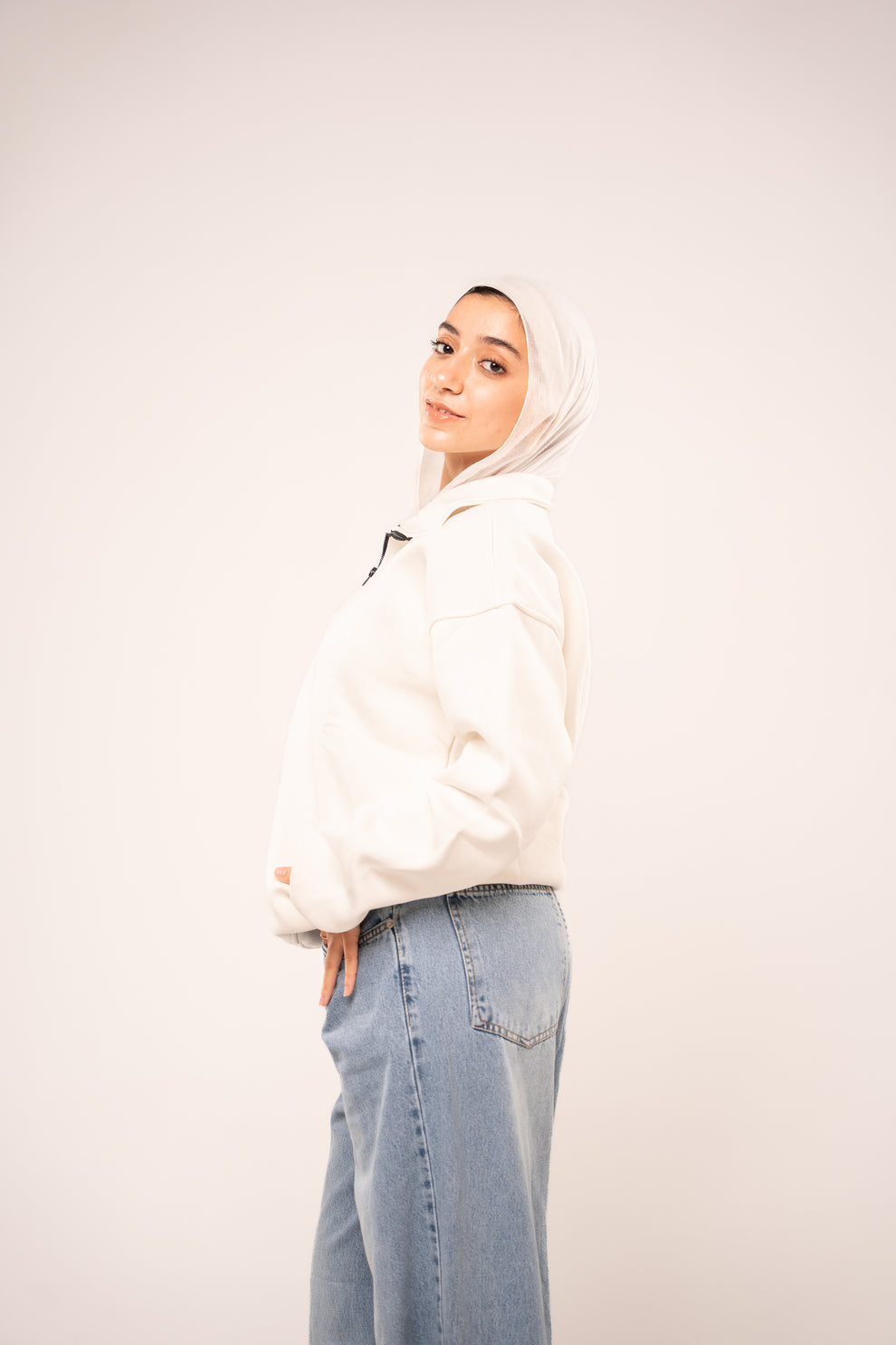 Ice White Quarter-Zip – Basic Stitches