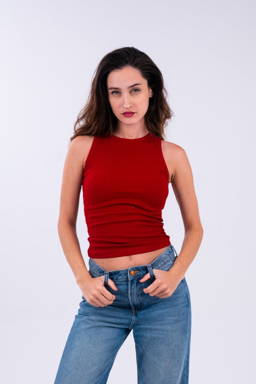 Deep Crimson Tank Top – Basic Stitches